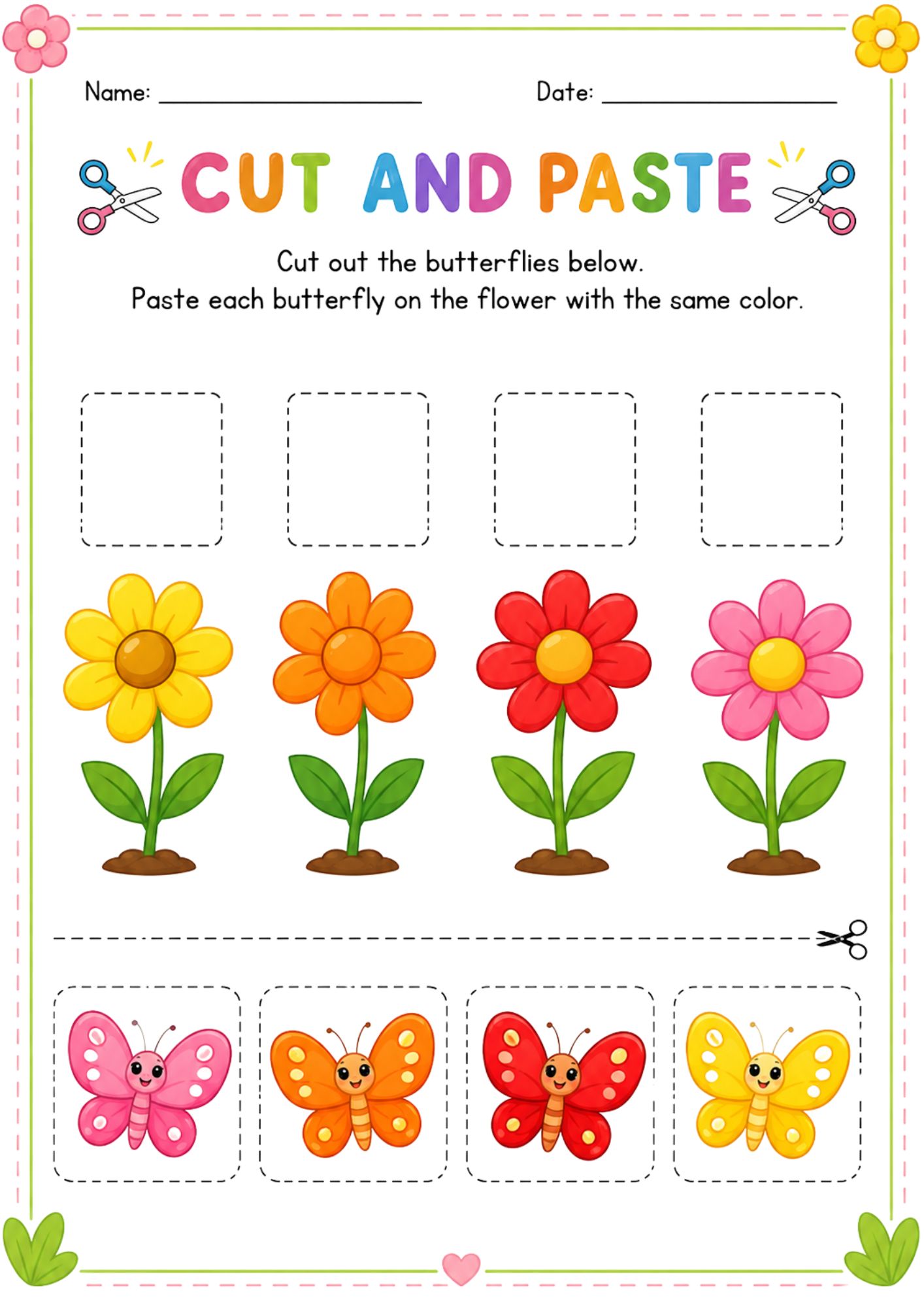 Color Cut And Paste Worksheets Page 1 – Busy Bee Worksheet