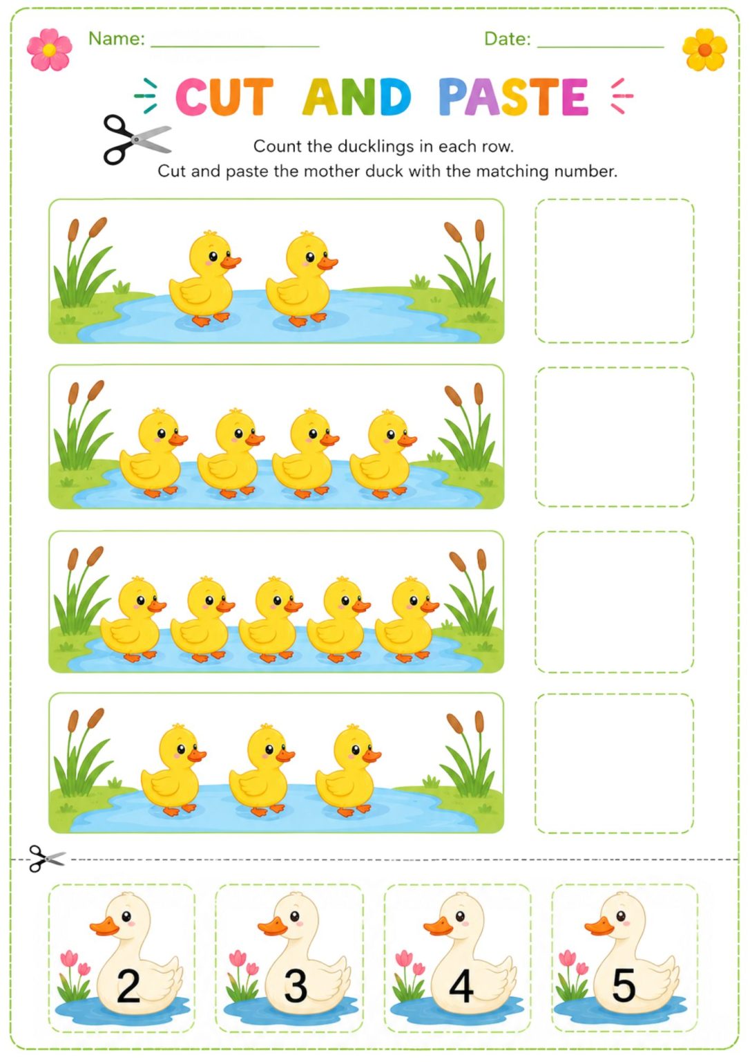 Cut And Paste The Correct Number Worksheets 2 Page 2 – Busy Bee Worksheet